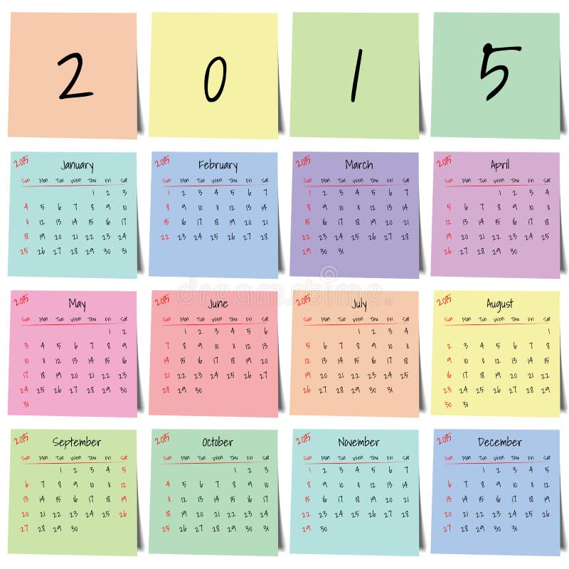 Calendar Sticker 2015 Vector Stock Vector - Illustration of organizer ...