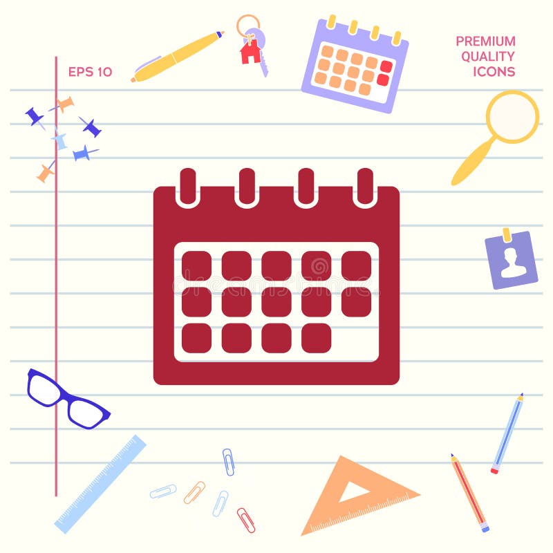 Calendar symbol icon stock vector. Illustration of business - 129540995