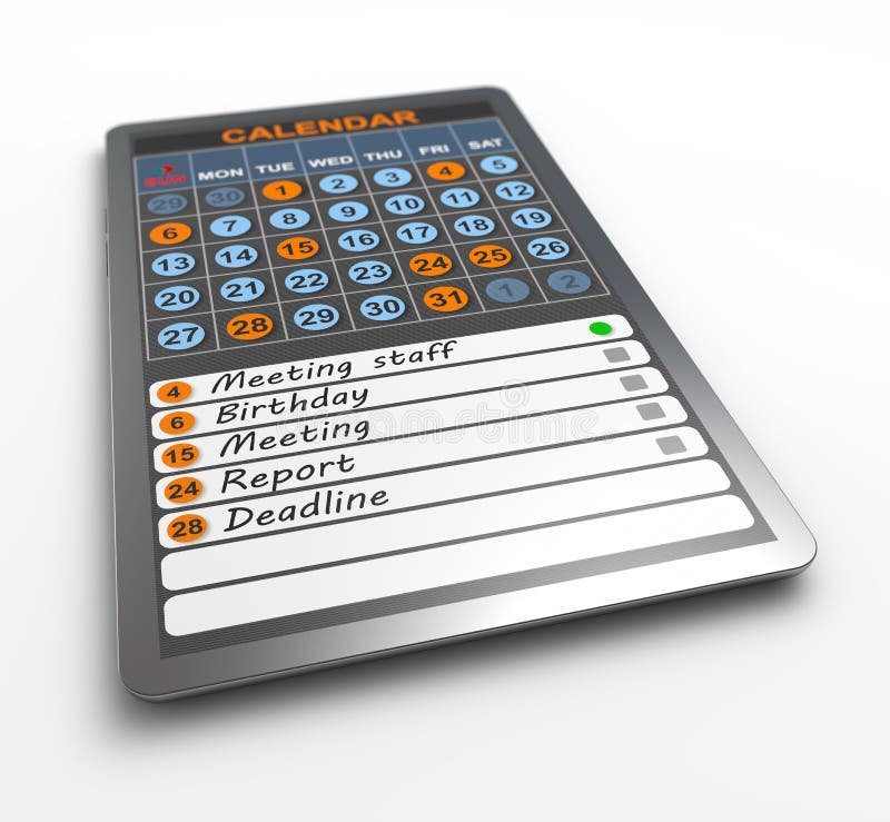 Businessperson Looking at Calendar on Digital Tablet Stock Image ...