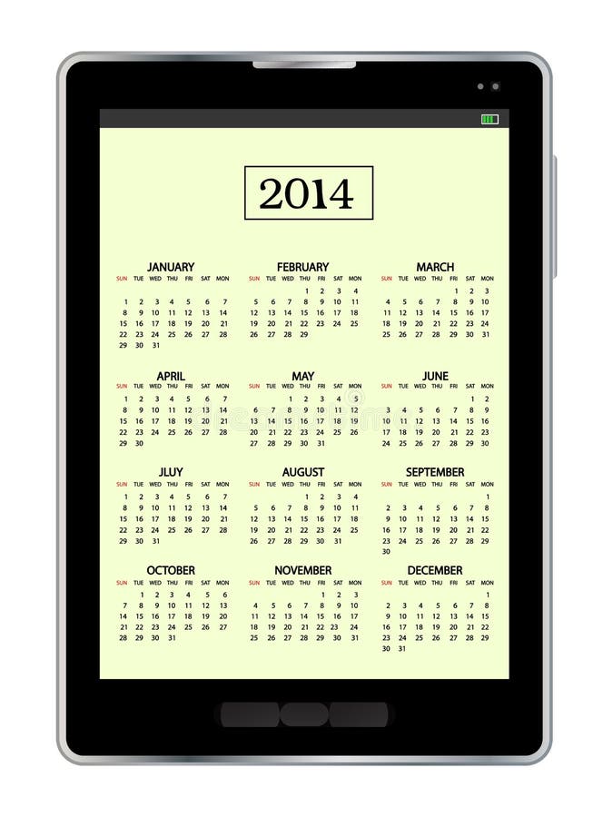 Calendar in tablet pc stock illustration. Illustration of friday - 21471752
