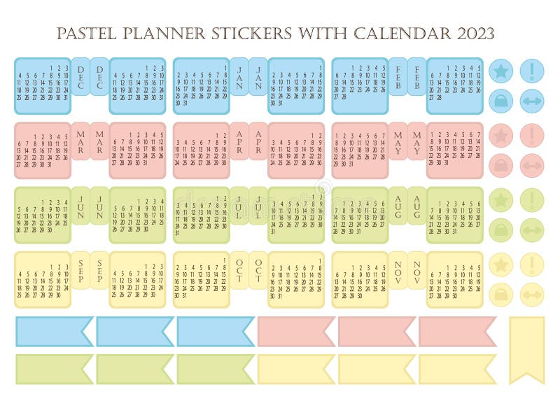 Calendar Tabs are Two-way in Vector. Stickers for a Pastel-colored ...