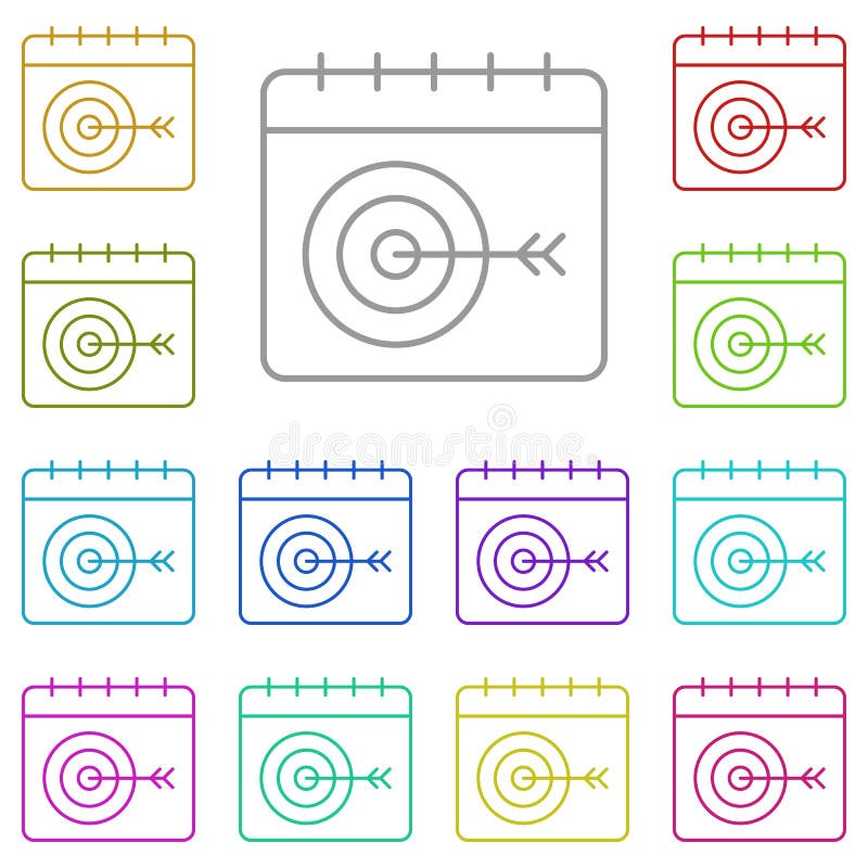 Calendar, Target Multi Color Icon. Simple Thin Line, Outline Vector of ...