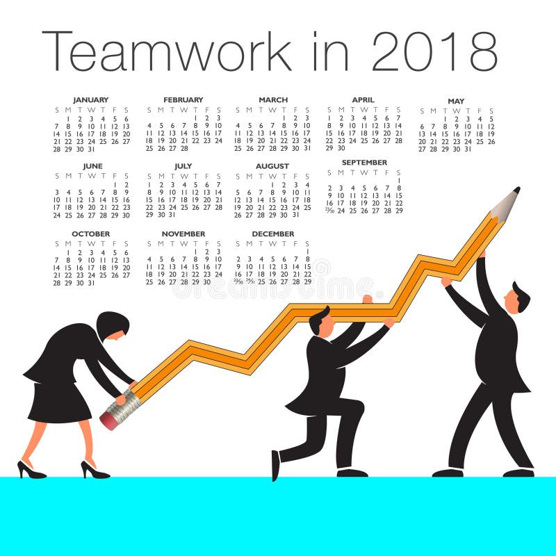 2018 Calendar with a Teamwork Graphic Stock Vector - Illustration of ...