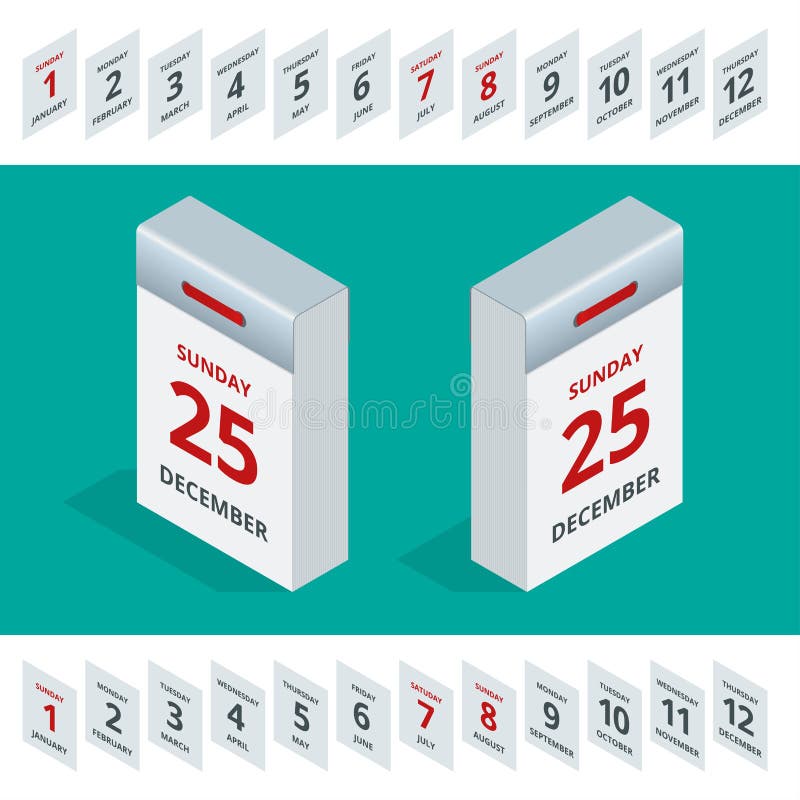 Calendar Tears Style Flat Leap Year 366 Days. Stock Vector ...