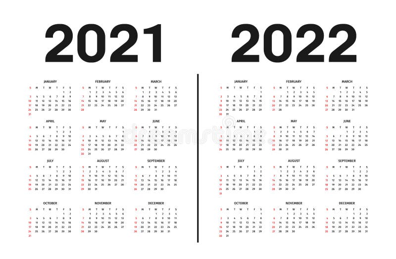 Calendar 2021 and 2022 Template. Calendar Template in Black and White ...