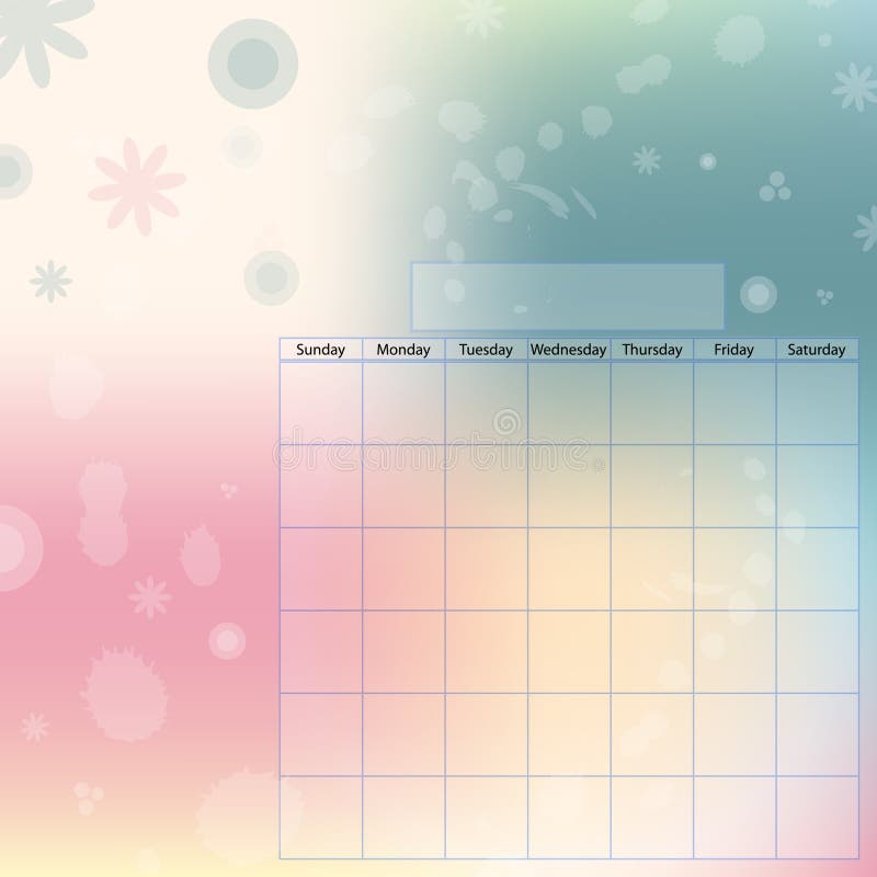 Calendar Template with Circles and Flowers Stock Vector - Illustration ...