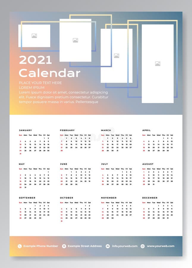 2021 Calendar Template Design in One Sheet Stock Vector - Illustration ...