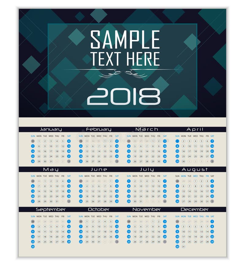 Calendar for 2018 Template Flyer Design Stock Vector - Illustration of ...