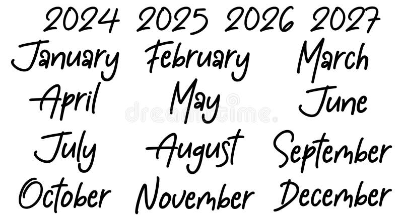 Handwritten Months of the Year: January, February, March, April, May ...