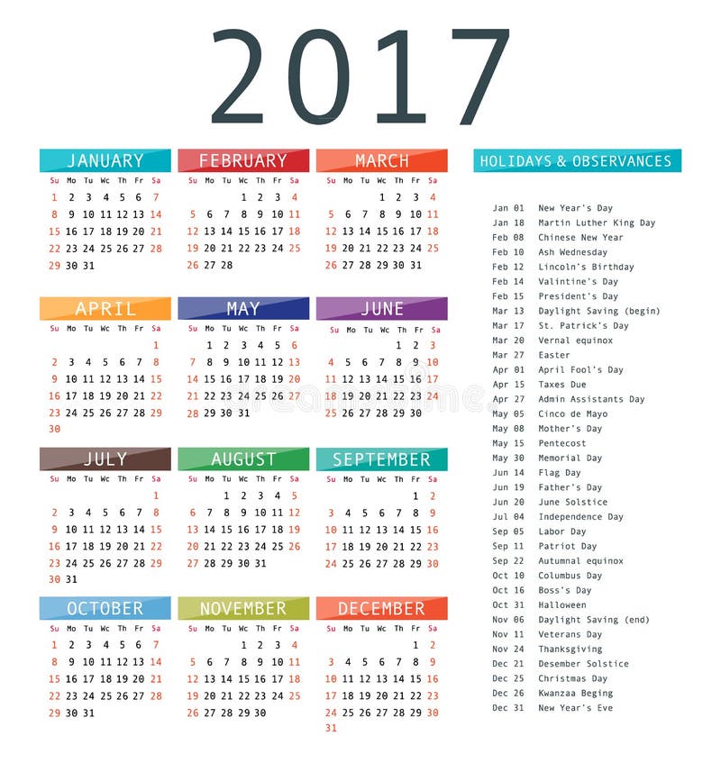 Calendar Template for 2017. Stock Illustration - Illustration of april ...