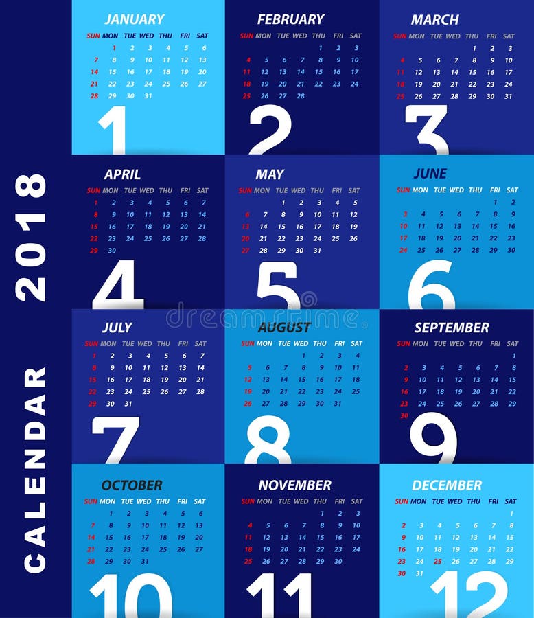 2018 Calendar Template,modern Design Stock Vector - Illustration of ...
