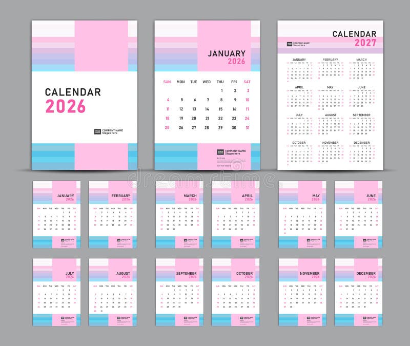 Calendar 2026 Template Set and 2027 Year Pastel Concept, Wall Calendar ... Calendar 2026 Template Set and 2027 Year Pastel Concept, Wall Calendar ...