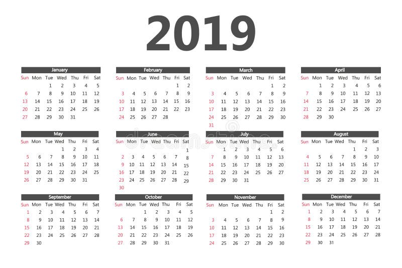 Calendar 2019. Monthly Calendar Template on Old Paper Stock Vector ...