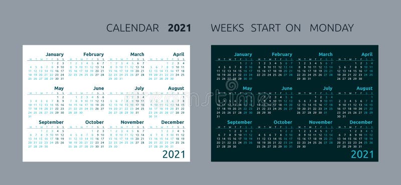 2021 Calendar Template. 2021 Yearly Minimalistic Calendar. 12 Months ...