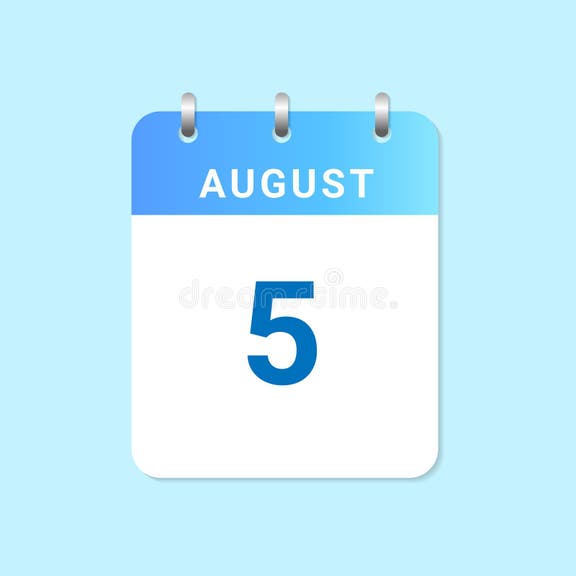 Daily Calendar 5th of August Month on White Paper Note Stock Vector ...