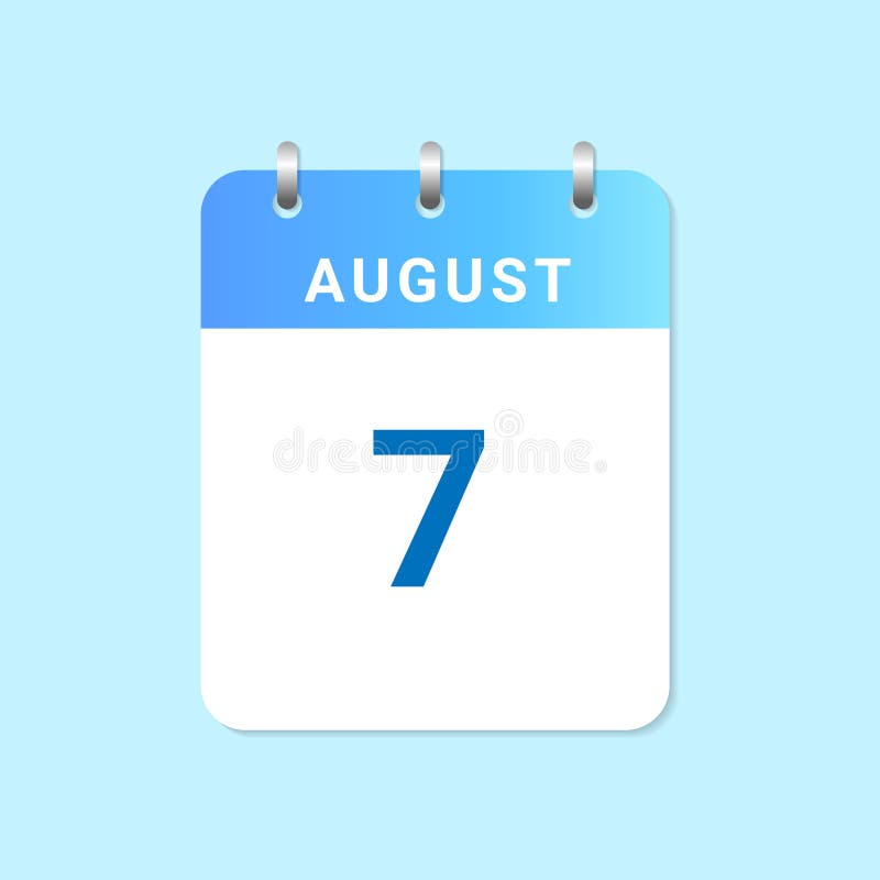 Daily Calendar 7th of August Month on White Paper Note Stock Vector ...