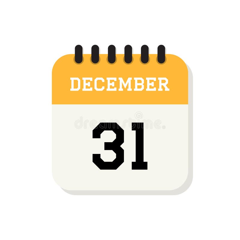 Calendar 31th of December Flat Icon on White Background Stock Vector ...