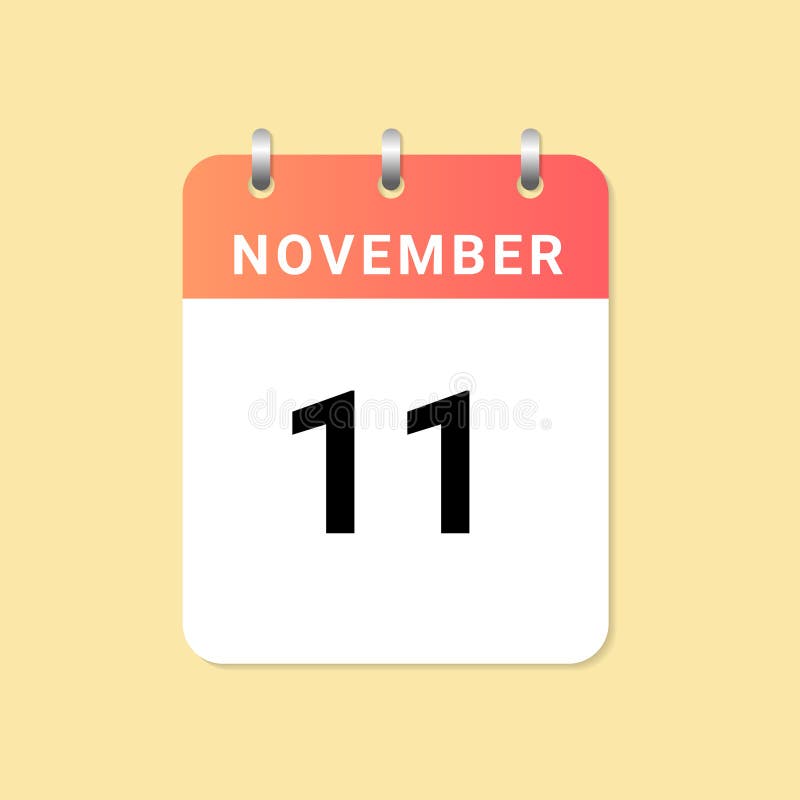Daily Calendar 11th of November Month on White Paper Note Stock Vector ...