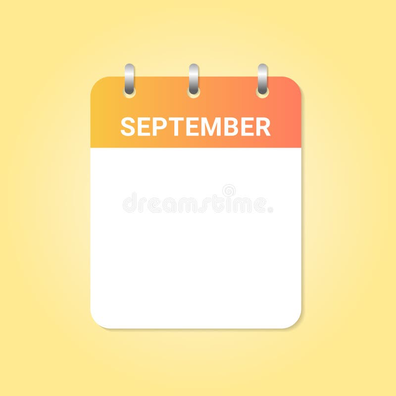 Daily Calendar Th of September Month on White Paper Note Stock Vector ...