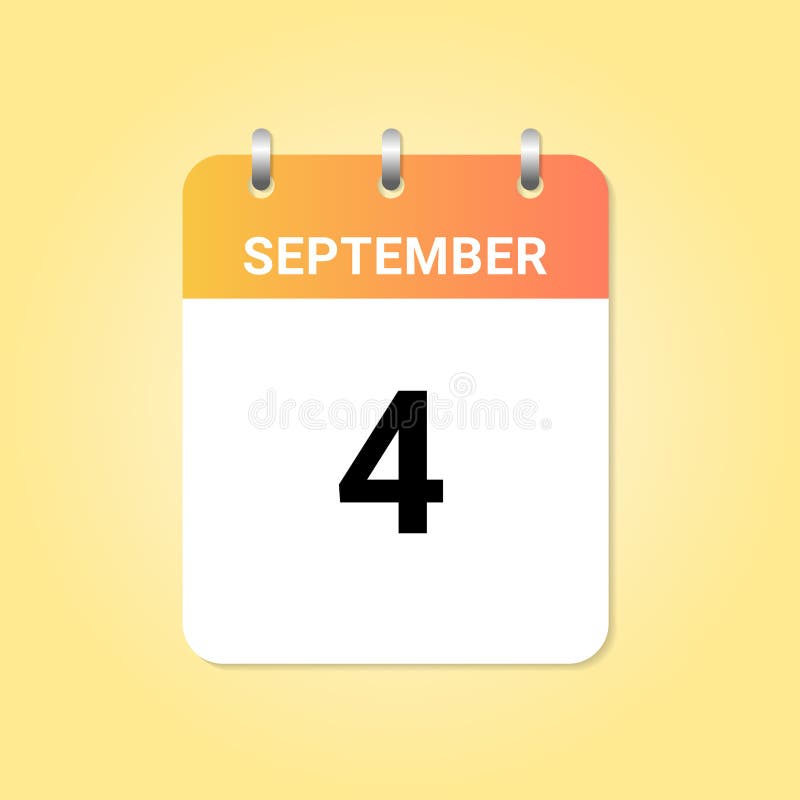 Daily Calendar 4th of September Month on White Paper Note Stock Vector ...