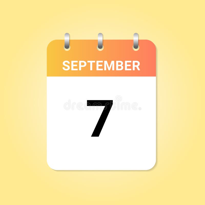 Daily Calendar 7th of September Month on White Paper Note Stock Vector ...