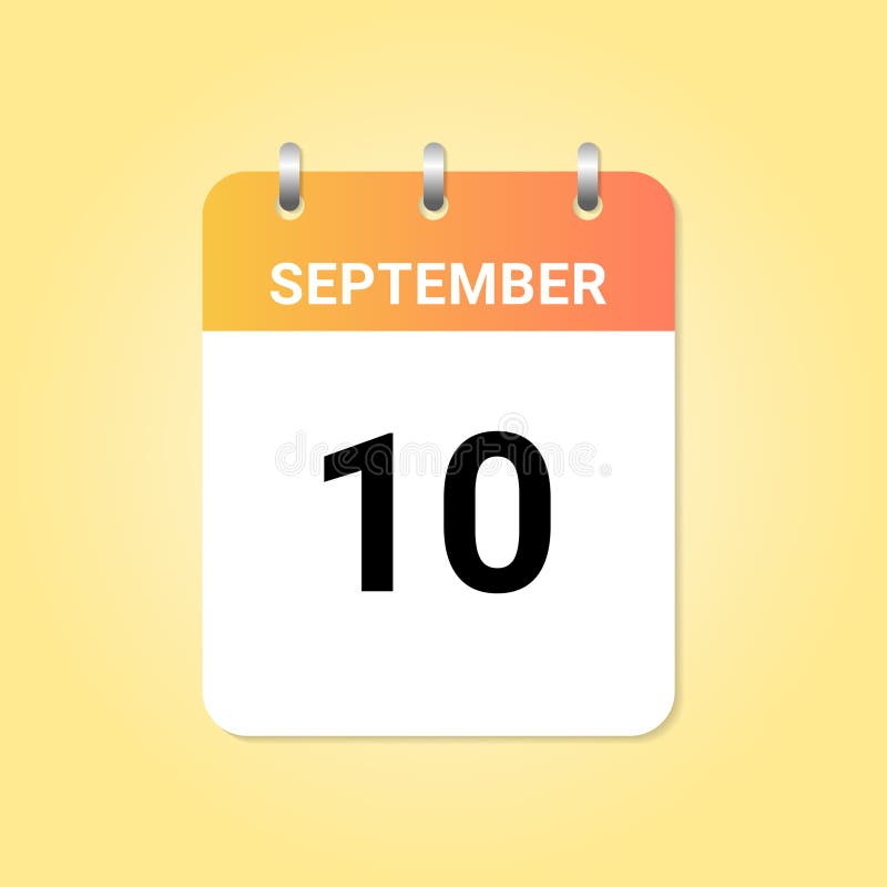 Daily Calendar 10th of September Month on White Paper Note Stock Vector ...