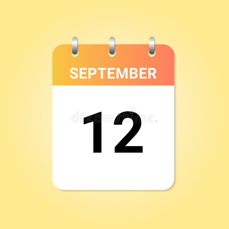 Daily Calendar 12th of September Month on White Paper Note Stock Vector ...