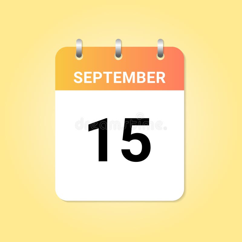 Daily Calendar 15th of September Month on White Paper Note Stock Vector ...