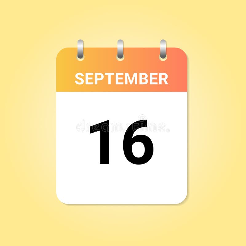 Daily Calendar 16th of September Month on White Paper Note Stock Vector ...