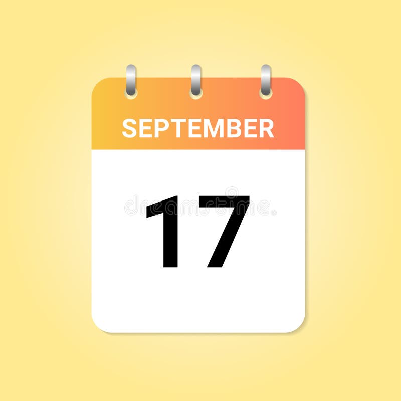 Daily Calendar 17th of September Month on White Paper Note Stock Vector ...