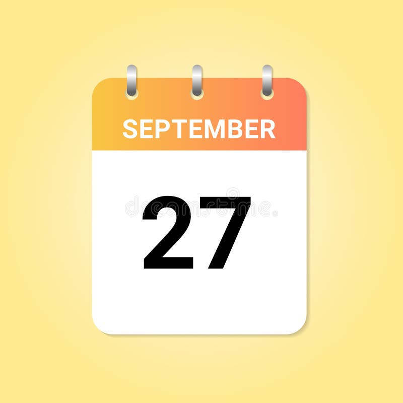 Daily Calendar 27th of September Month on White Paper Note Stock Vector ...