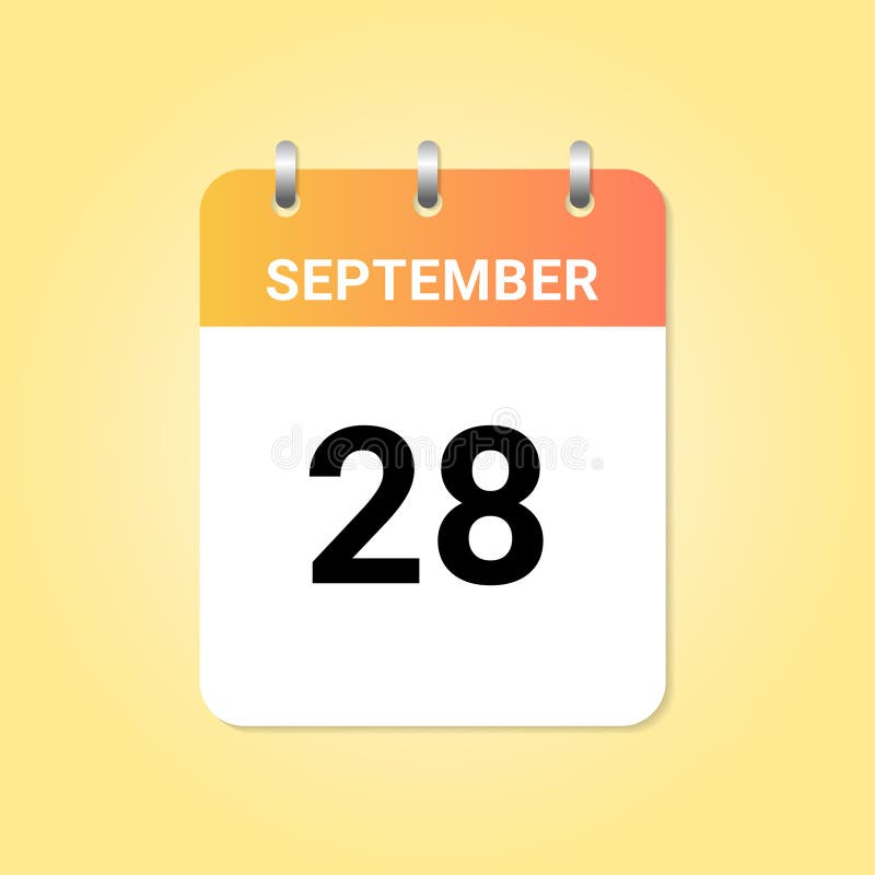 Daily Calendar 28th of September Month on White Paper Note Stock Vector ...