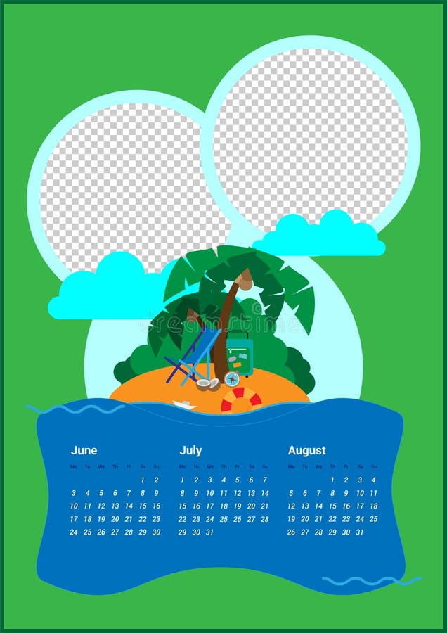 Calendar for Three Months for the Summer Season. Stock Vector ...