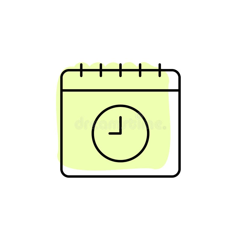 Calendar, Time with Color Shadow Vector Icon in Calendar Set Stock ...
