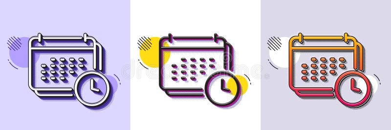 Calendar Time Line Icon. Annual Planner Sign. Halftone Dotted Pattern ...