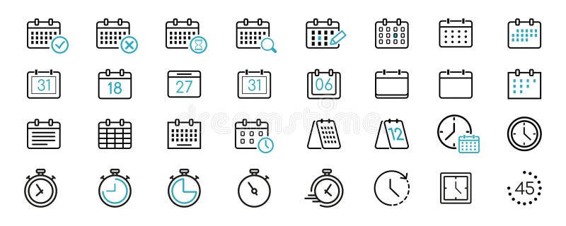 Calendar and Time Set. Set of Calendar Symbols Stock Vector ...