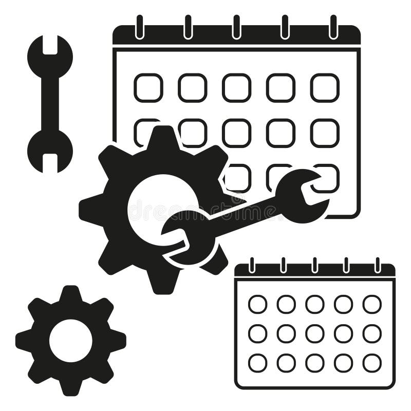 Calendar Tools Icon. Maintenance Gear Symbol. Date Adjustment Concept ...