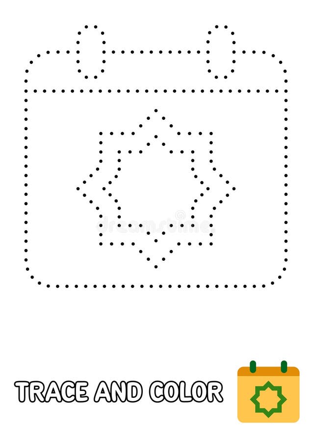 Calendar Tracing and Coloring Worksheet for Kids Stock Vector ...