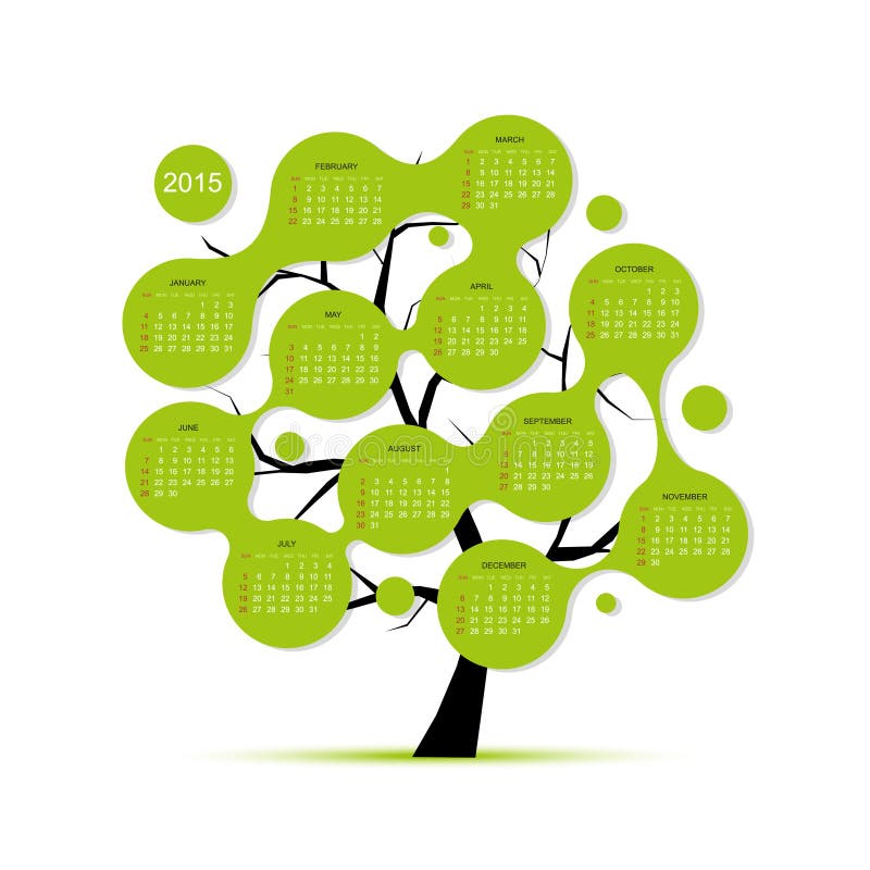 Calendar Tree 2015 for Your Design Stock Vector - Illustration of march ...