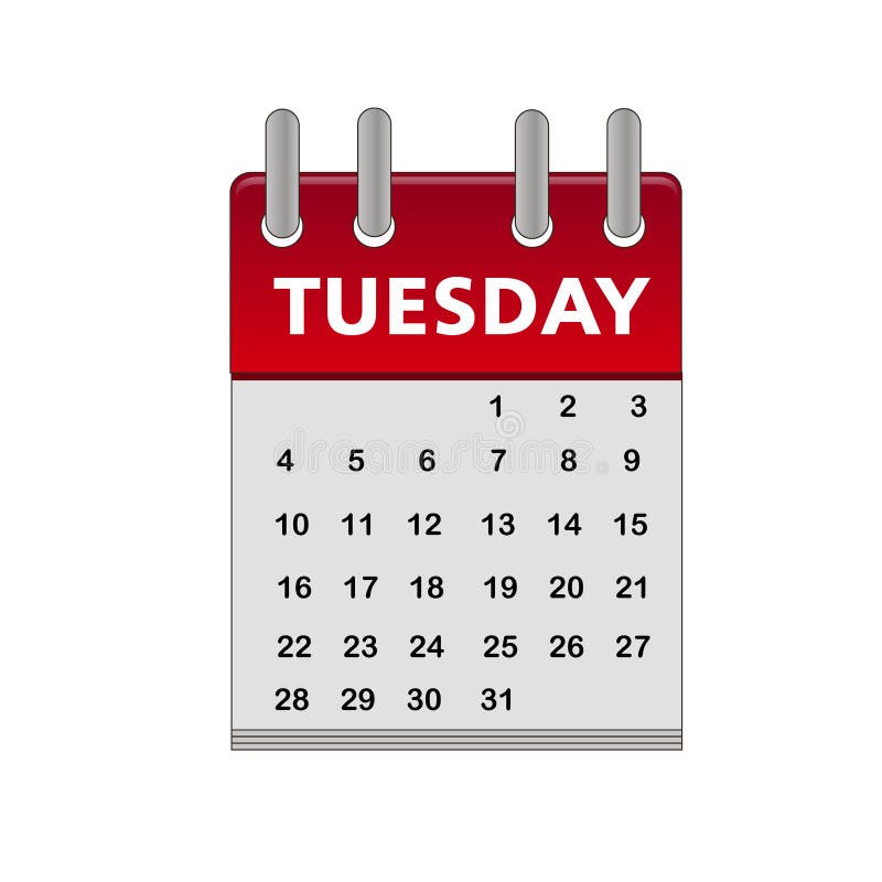 Calendar icon of tuesday stock illustration. Illustration of edges ...