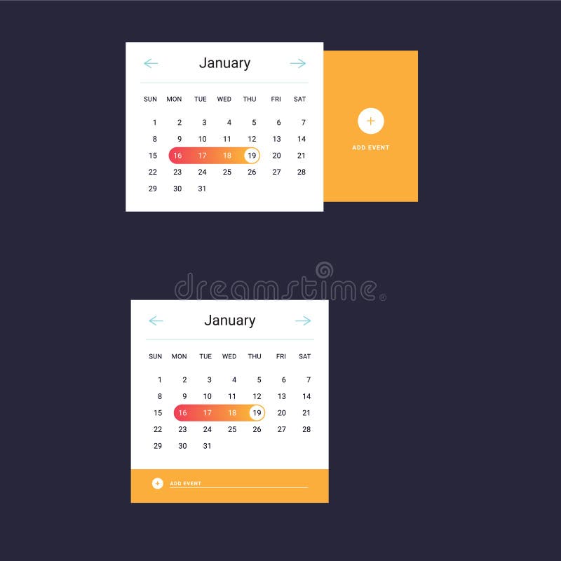 Calendar UI element stock illustration. Illustration of july - 80606499