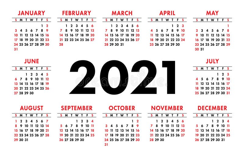 Calendar Set in Basic Design for 2020, 2021, 2022, 2023, 2024, 2025 ...