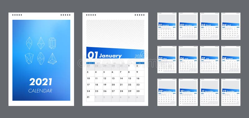 Calendar 2021 Vector Basic Grid. Simple Design Template Stock Vector ...