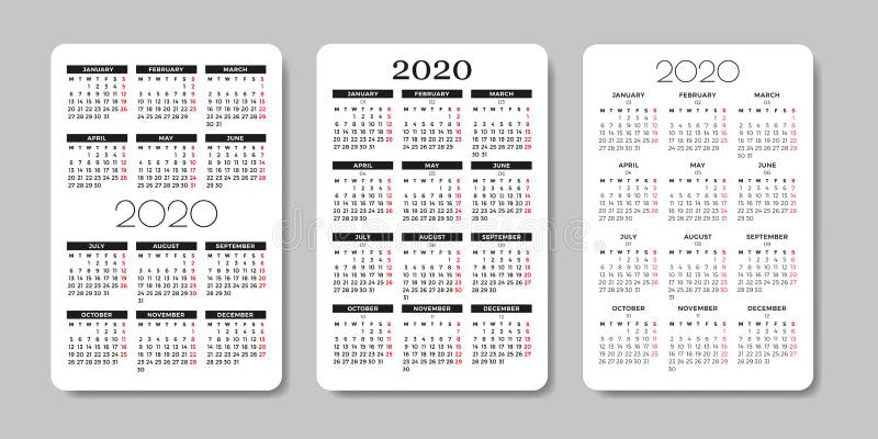 Calendar 2020. Vector Design Template Stock Vector - Illustration of ...