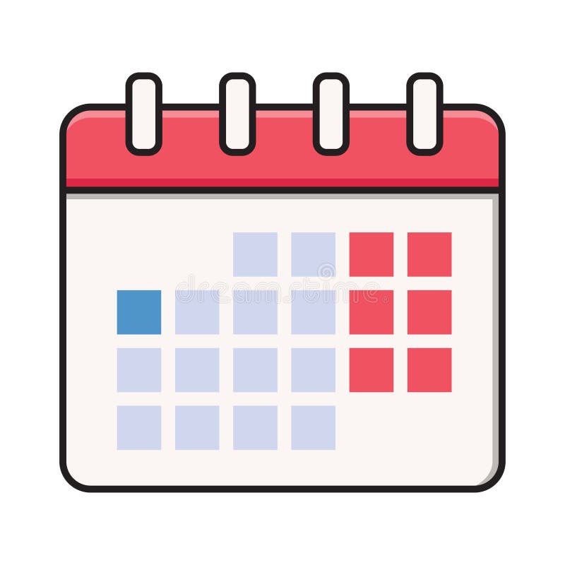 Calendar Vector Flat Color Icon Stock Vector - Illustration of mike ...