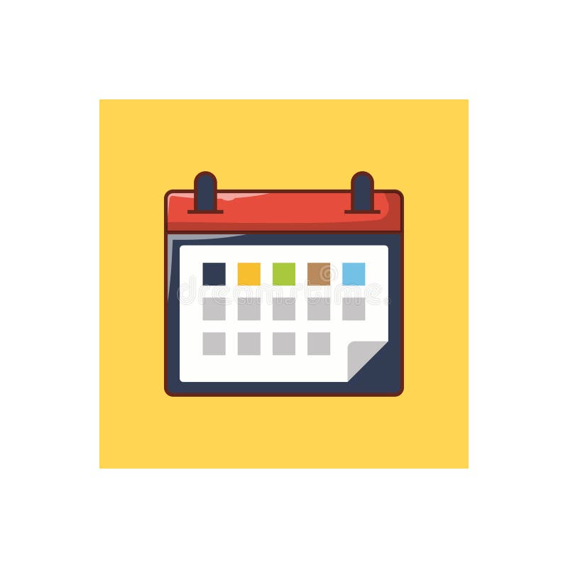Calendar Vector Flat Colour Icon Stock Vector - Illustration of colour ...