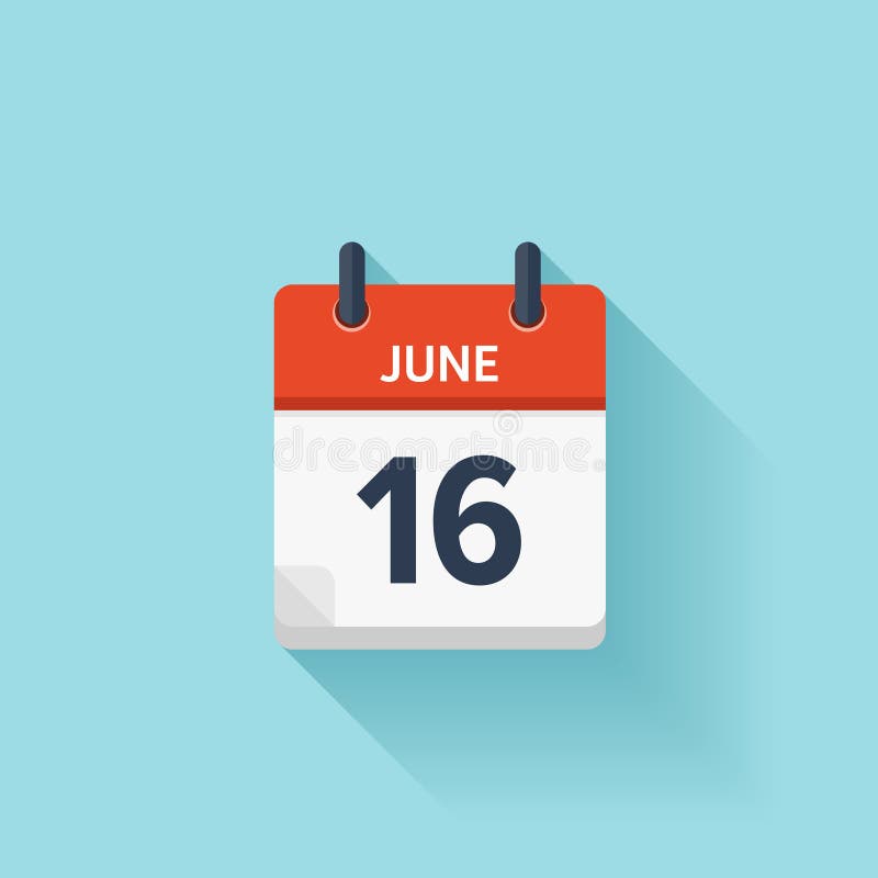 June 16. Vector Flat daily Calendar Icon. Date and Time, Day, Month ... June 16. Vector Flat daily Calendar Icon. Date and Time, Day, Month ...