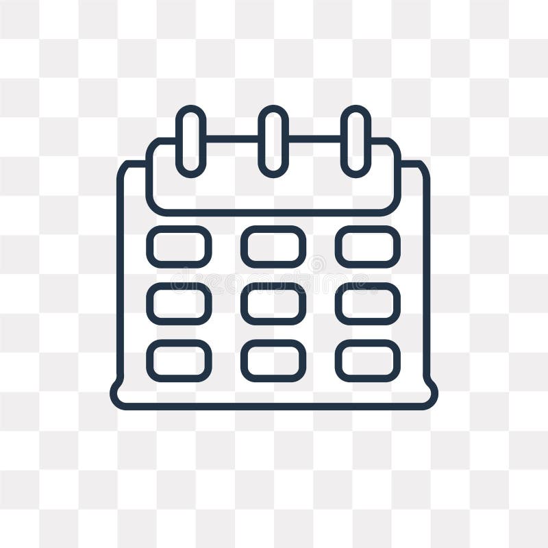 Calendar Vector Icon Isolated on Transparent Background, Linear Stock ...