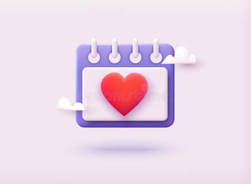 Calendar Vector Icon with Red Heart. Notes Reminder Stock Vector ...