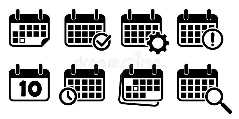 Calendar Vector Icons. Set of Calendar Symbols Stock Vector ...